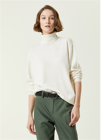 Brunello Cucinelli Kadın Beyaz Balıkçı Yaka Kaşmir Kazak XS EU