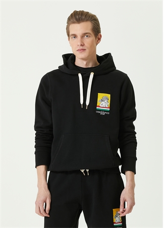 Casablanca Erkek Siyah Kapüşonlu Logolu Organik Pamuk Sweatshirt S EU Casablanca Erkek Siyah Kapüşonlu Logolu Organik Pamuk Sweatshirt S EU
