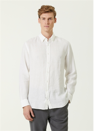 Beymen Collection Erkek Comfort Fit Beyaz Polo Yaka Keten Gömlek S EU Beymen Collection Erkek Comfort Fit Beyaz Polo Yaka Keten Gömlek S EU