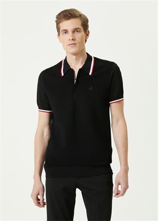 Beymen Club Erkek Siyah Polo Yaka Ottoman Dokulu Kısa Kol Triko S