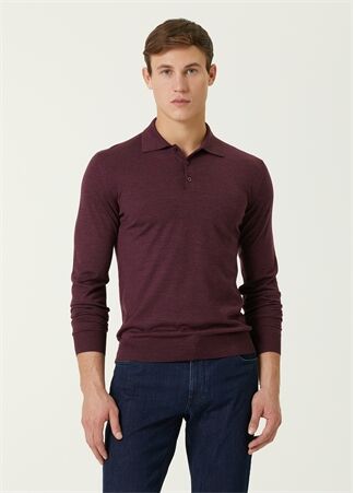 Isaia Erkek Bordo Polo Yaka Yün Triko XL EU Isaia Erkek Bordo Polo Yaka Yün Triko XL EU