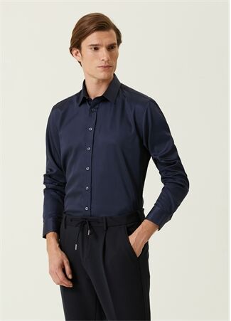 Network Erkek Slim Fit Lacivert Gömlek 38 EU