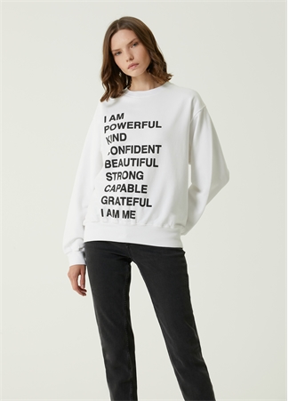 Anine Bing Kadın Beyaz Yaz Baskılı Sweatshirt XS EU Anine Bing Kadın Beyaz Yaz Baskılı Sweatshirt XS EU