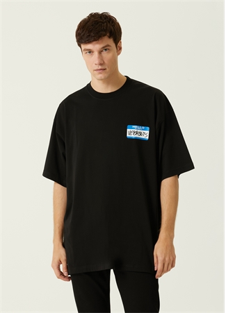 VETEMENTS Erkek Siyah Logo Detaylı Oversized T-shirt M EU VETEMENTS Erkek Siyah Logo Detaylı Oversized T-shirt M EU