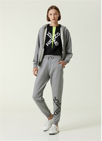 Kenzo Kadın Gri Logo Baskılı Jogger Eşofman L EU