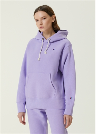 Champion Kadın Mor Kapüşonlu Logolu Sweatshirt S EU Champion Kadın Mor Kapüşonlu Logolu Sweatshirt S EU