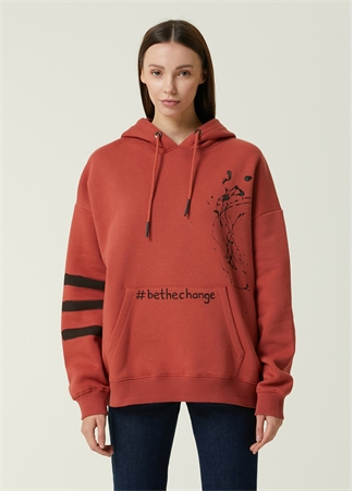 Look Project Kadın Peace Haki Baskılı Kapüşonlu Sweatshirt Kırmızı L EU Look Project Kadın Peace Haki Baskılı Kapüşonlu Sweatshirt Kırmızı L EU
