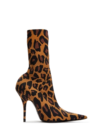 Balenciaga Kadın Leopar Desenli Deri Bot Kahverengi 36 Eu