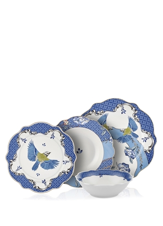 Chiara Alessi Allure Kuş Desenli Porselen Yemek Takımı Mavi