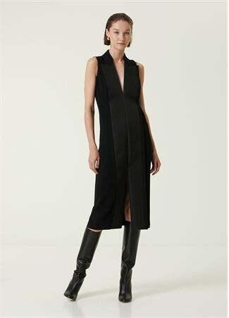 Fendi Kadın Siyah Yırtmaç Detaylı Midi Elbise 40 IT