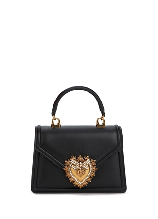 Dolce&Gabbana Kadın Devotion Small Beyaz Deri Omuz Çantası Siyah EU