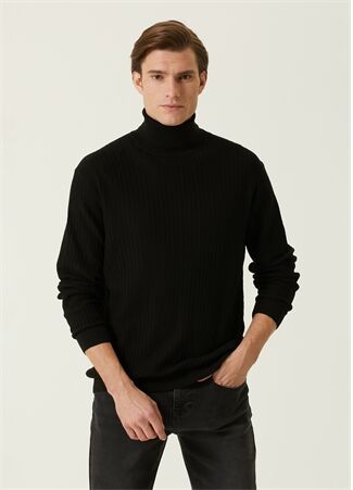 Network Erkek Slim Fit Siyah Kazak M EU