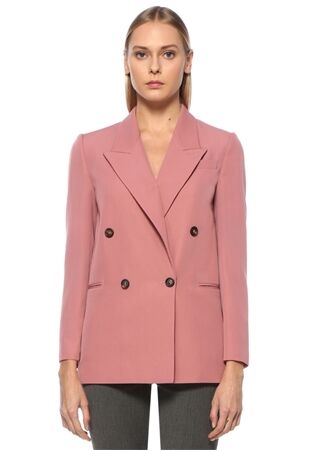 Brunello Cucinelli Kadın Pembe Kelebek Yaka Yün Ceket 38 IT