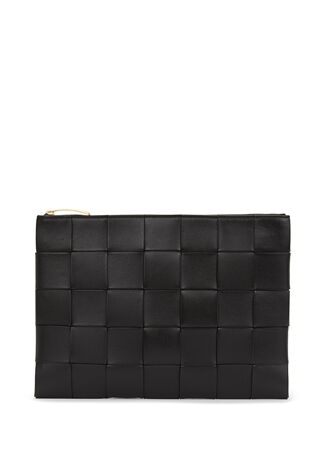 Bottega Veneta Kadın Siyah Örgü Dokulu Deri El Portföyü EU