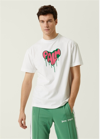 Palm Angels Erkek Beyaz Logo Detaylı T-shirt S EU Palm Angels Erkek Beyaz Logo Detaylı T-shirt S EU