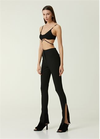 Jacquemus Kadın Siyah Yırtmaç Detaylı Pantolon 34 FR