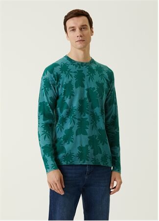 Palzileri Lab Erkek Yeşil Palmiye Desenli Kazak Mavi 50 IT