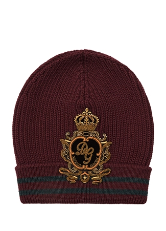 Dolce&Gabbana Erkek Bordo Logo Patchli Yün Bere EU Dolce&Gabbana Erkek Bordo Logo Patchli Yün Bere EU