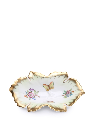 Herend Yaprak Formlu Porselen Dekoratif Tabak Çok Renkli