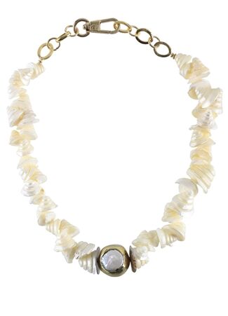 Ponponiere Kadın Caledasi Deniz Kabuğu Boncuklu Kolye Beyaz EU