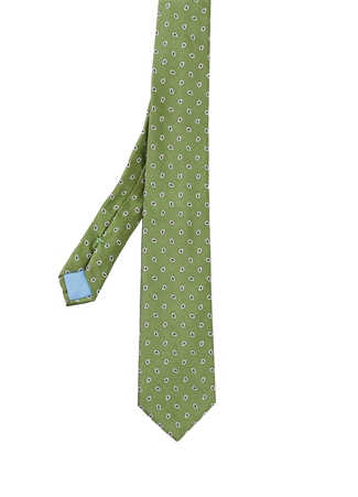 Tino Cosma Erkek Yeşil Şal Desenli İpek Kravat EU
