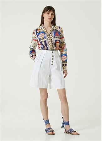 Etro Kadın Beyaz Yüksek Bel Bermuda 40 IT