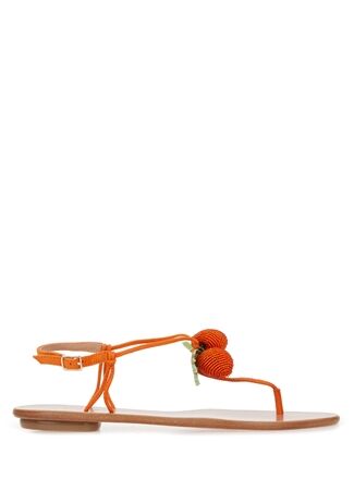 Aquazzura Kadın Turuncu Meyve Detaylı Deri Sandalet 36 EU