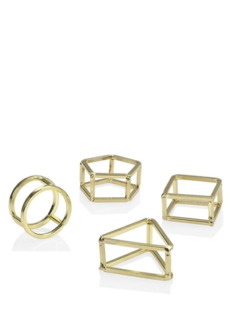 Andrea House Gold 4lü Geometrik Formlu Peçetelik Altın Rengi Andrea House Gold 4lü Geometrik Formlu Peçetelik Altın Rengi
