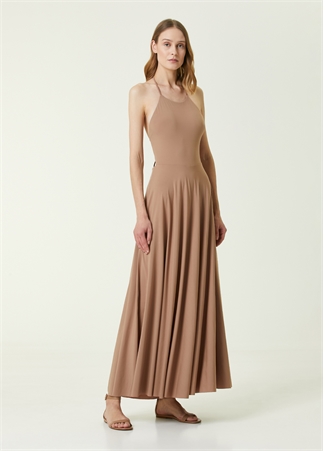 Maygel Coronel Kadın Bej Sırt Dekolteli Maksi Elbise EU