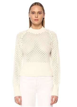 Moncler Kadın Beyaz Ajur Dokulu Kazak XS EU