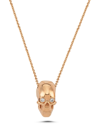 Dime Tribe Erkek Kuru Kafa Detaylı Altın Rengi Kolye EU