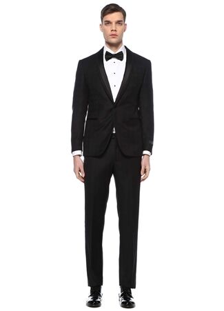 Pal Zileri Erkek Siyah Mikro Desenli Yün Takım Elbise 46 IT