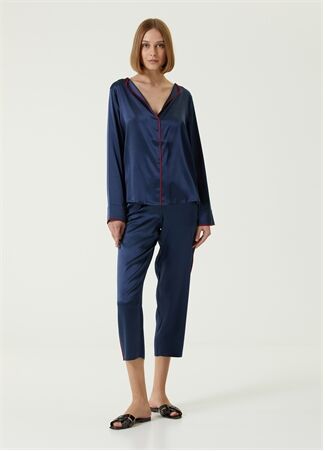 House of Silk Kadın Artemis Siyah İpek Pijama Üstü S EU