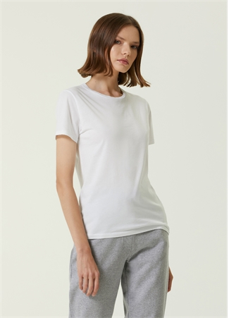 American Vintage Kadın Beyaz Bisiklet Yaka Basic T-shirt S EU American Vintage Kadın Beyaz Bisiklet Yaka Basic T-shirt S EU