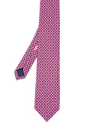Salvatore Ferragamo Erkek Mor Kaktüs Desenli İpek Kravat EU