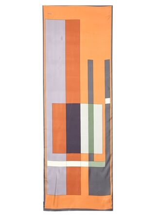 Pal Zileri Erkek Turuncu Desenli İpek Atkı EU