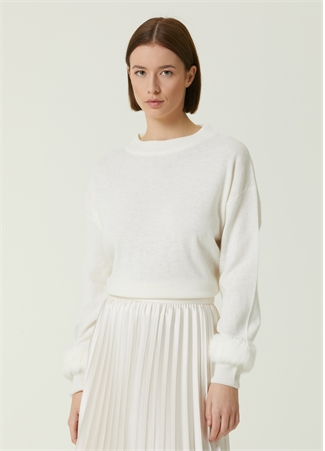 Beymen Club Kadın Beyaz Kolu Tüy Detaylı Kazak XS Beymen Club Kadın Beyaz Kolu Tüy Detaylı Kazak XS