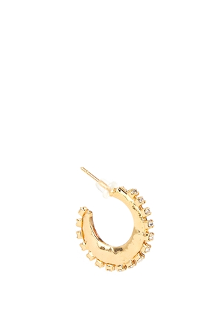 Lisalina Kadın Small Moon Taşlı Altın Rengi Kaplama Küpe EU