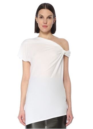 Alexander McQueen Kadın Beyaz Tek Omuzlu Bluz 38 IT