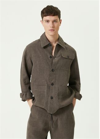 Isabel Benenato Erkek Haki Keten Ceket 46 IT Isabel Benenato Erkek Haki Keten Ceket 46 IT