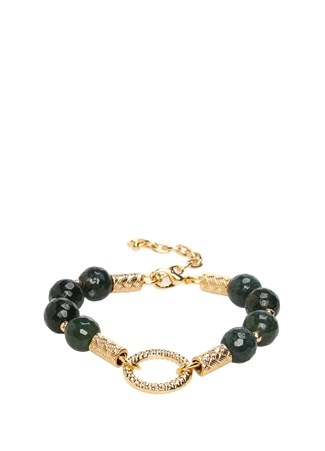 Nauu Kadın Haki Boncuklu Altın Rengi Bileklik Yeşil EU Nauu Kadın Haki Boncuklu Altın Rengi Bileklik Yeşil EU