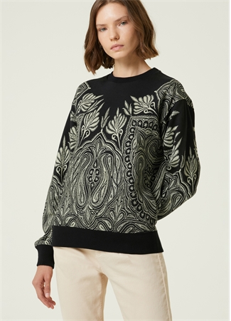 Etro Kadın Siyah Bisiklet Yaka Şal Desenli Sweatshirt 40 IT Etro Kadın Siyah Bisiklet Yaka Şal Desenli Sweatshirt 40 IT