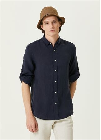 Fiji Erkek Lacivert Keten Gömlek S Eu