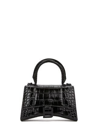 Balenciaga Kadın Hourglass Siyah Deri Omuz Çantası EU Balenciaga Kadın Hourglass Siyah Deri Omuz Çantası EU