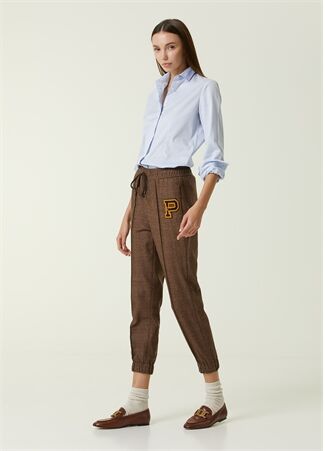 Polo Ralph Lauren Kadın Kahverengi Ekoseli Tweed Jogger Pantolon 8 US
