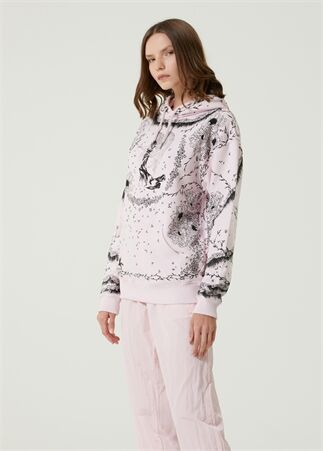Givenchy Kadın Açık Pembe Kapüşonlu Desenli Sweatshirt S EU