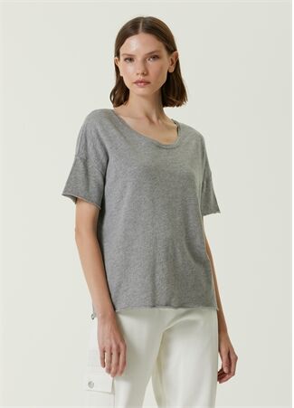 American Vintage Kadın Gri U Yaka Basic T-shirt S EU American Vintage Kadın Gri U Yaka Basic T-shirt S EU