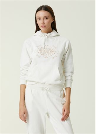Polo Ralph Lauren Kadın Beyaz Kapüşonlu İşlemeli Sweatshirt XS EU