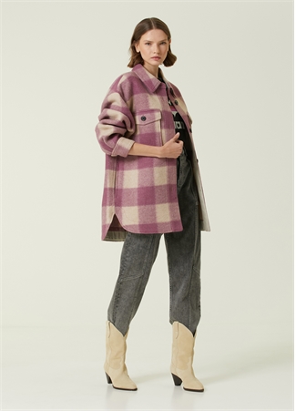 Etoile Isabel Marant Kadın Ekru Pembe Kareli Ceket 38 FR Etoile Isabel Marant Kadın Ekru Pembe Kareli Ceket 38 FR