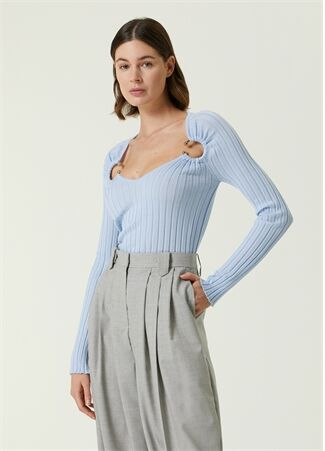 Act N Kadın Mavi Omuz Detaylı Yün Triko 38 IT